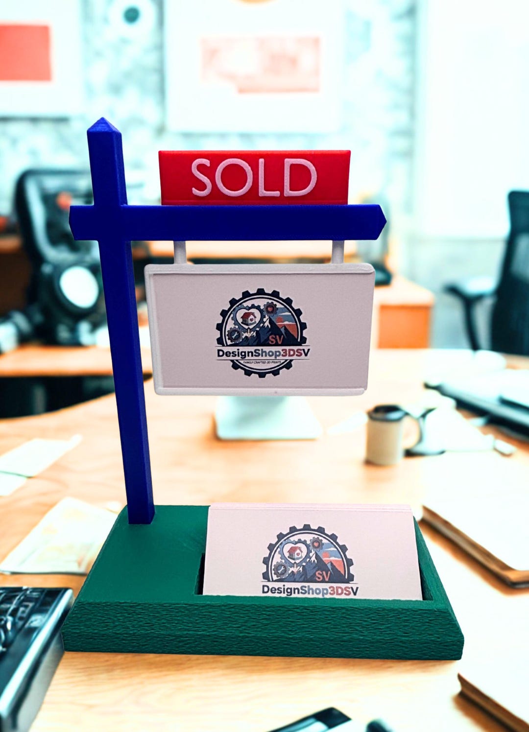 Real Estate Business Card Holder, Realtor Desk Decor, SOLD Sign Card ...