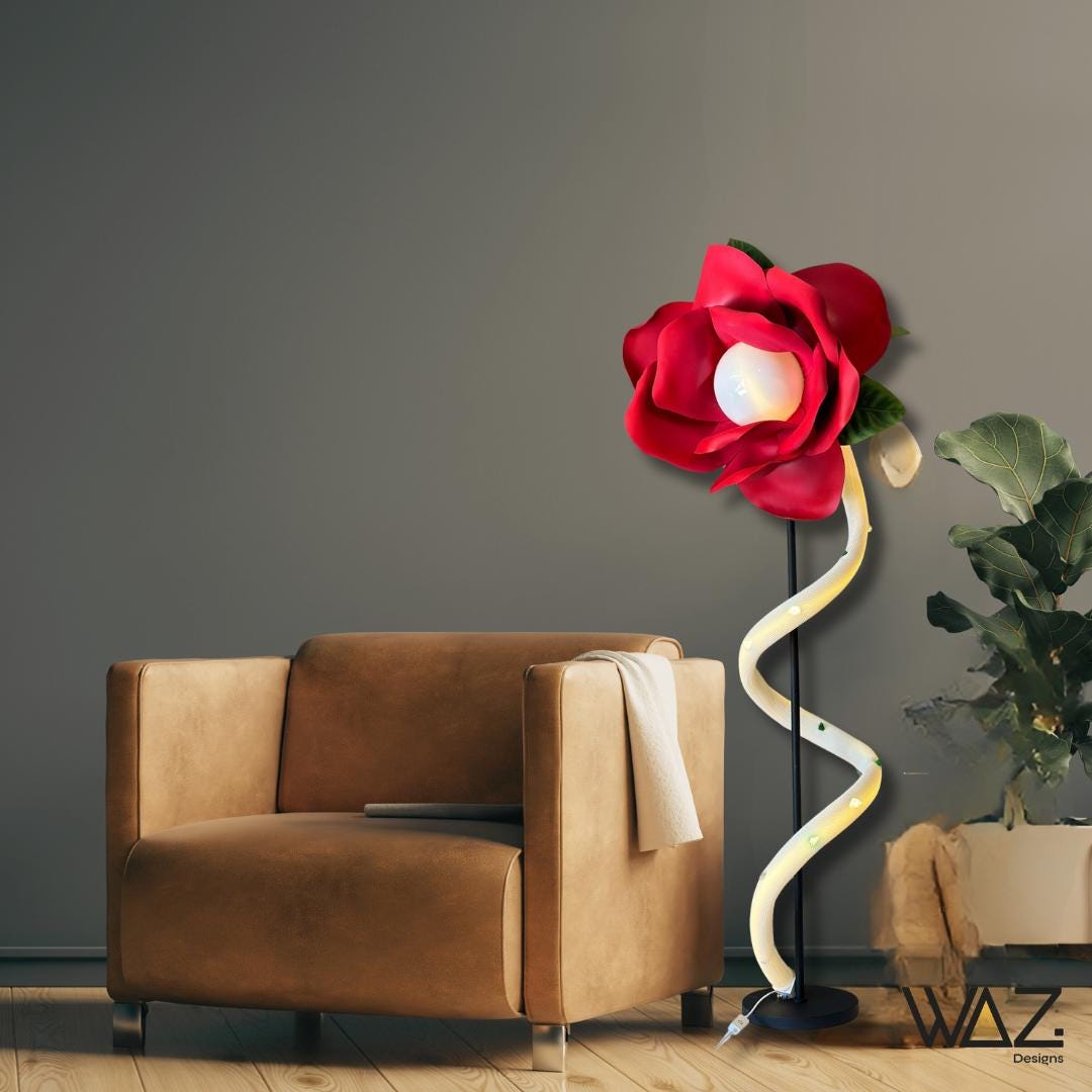 GIANT FLOWER LAMP Blooming Rose Floor Lamp Floral Flexible Bedroom ...