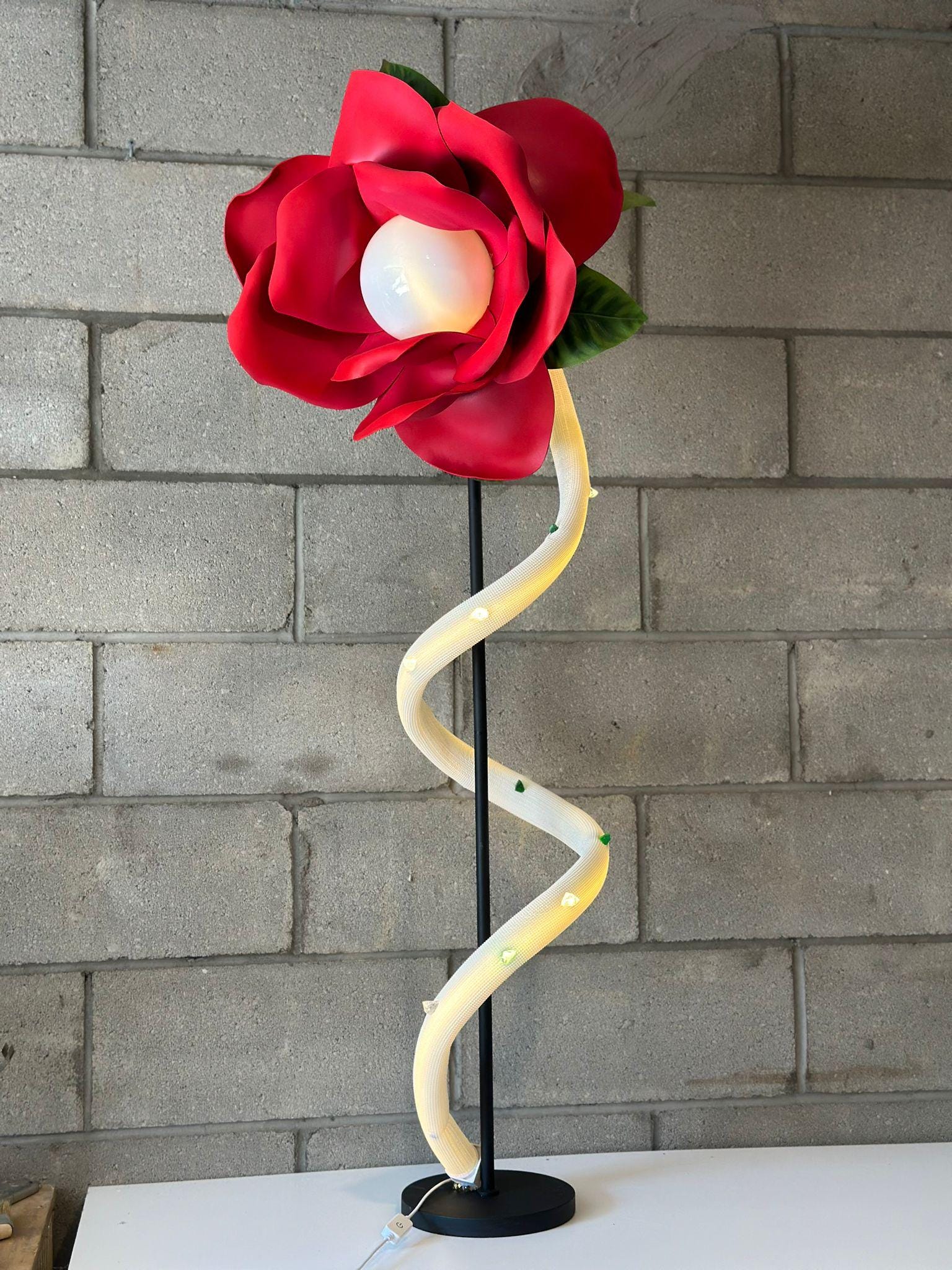 GIANT FLOWER LAMP Blooming Rose Floor Lamp Floral Flexible Bedroom ...