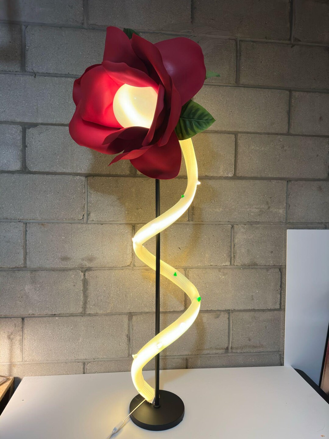 GIANT FLOWER LAMP Blooming Rose Floor Lamp Floral Flexible Bedroom ...