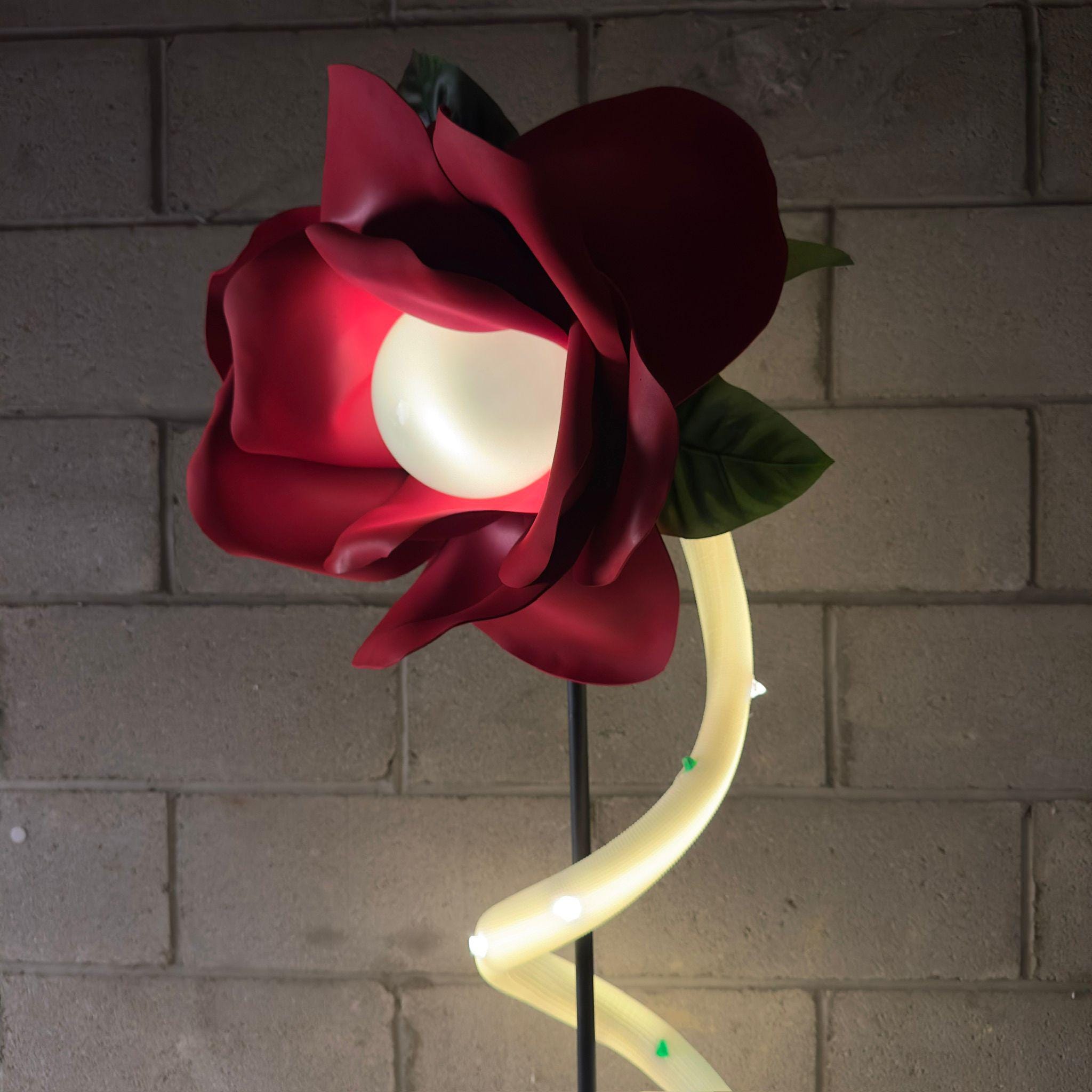 GIANT FLOWER LAMP Blooming Rose Floor Lamp Floral Flexible Bedroom ...