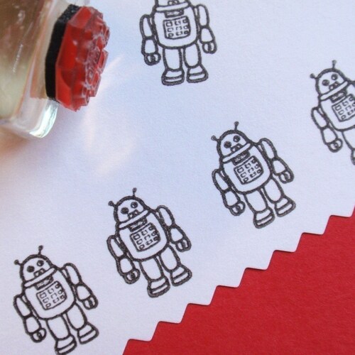 Toy Robot Rubber Stamp - Etsy