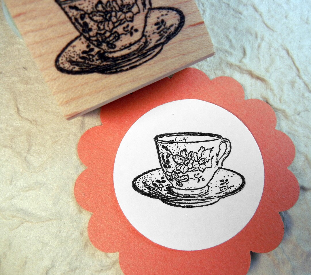 Antique Teacup Rubber Stamp, Tea Party Stamp, Gift for Teacup Collector ...