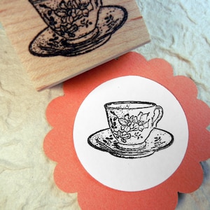Antique Teacup Rubber Stamp, Tea Party Stamp, Gift for Teacup Collector ...