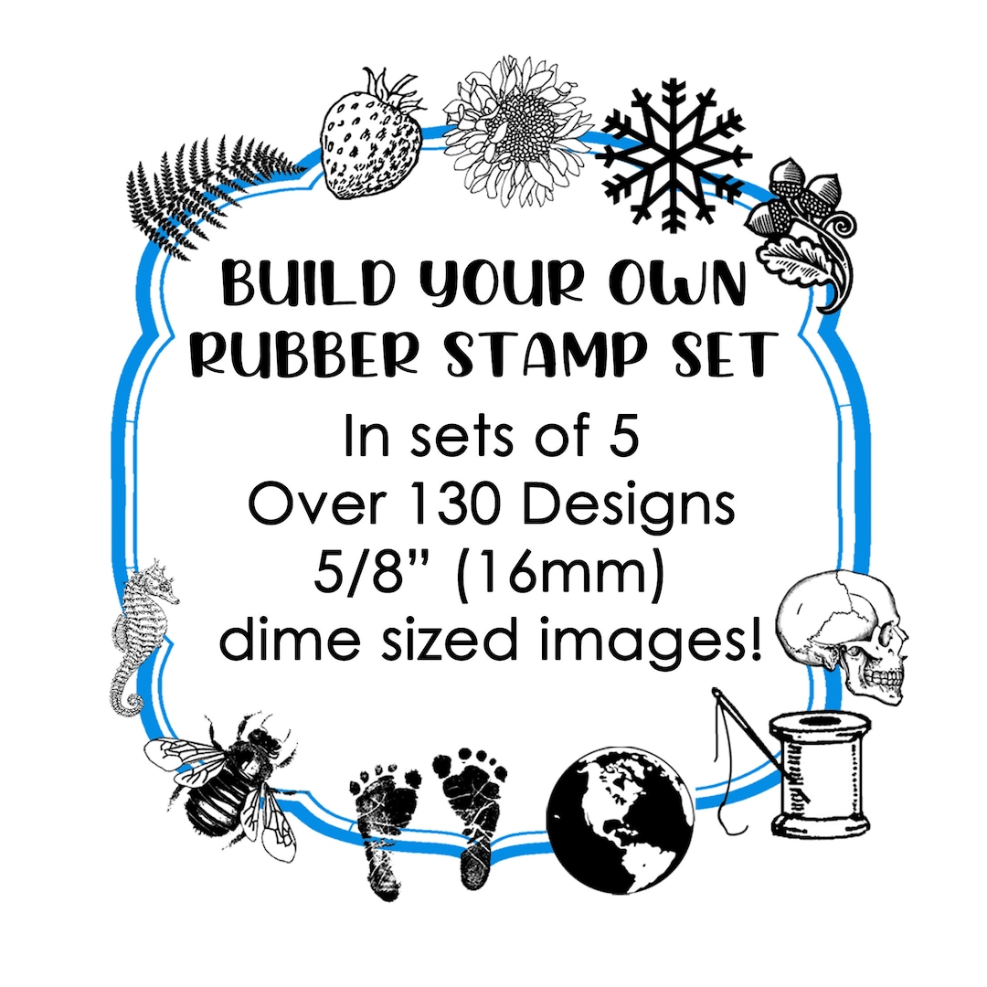 Mini Rubber Stamps Build Your Own Set, Tiny 16 Mm 5/8" Images, Over 130 ...