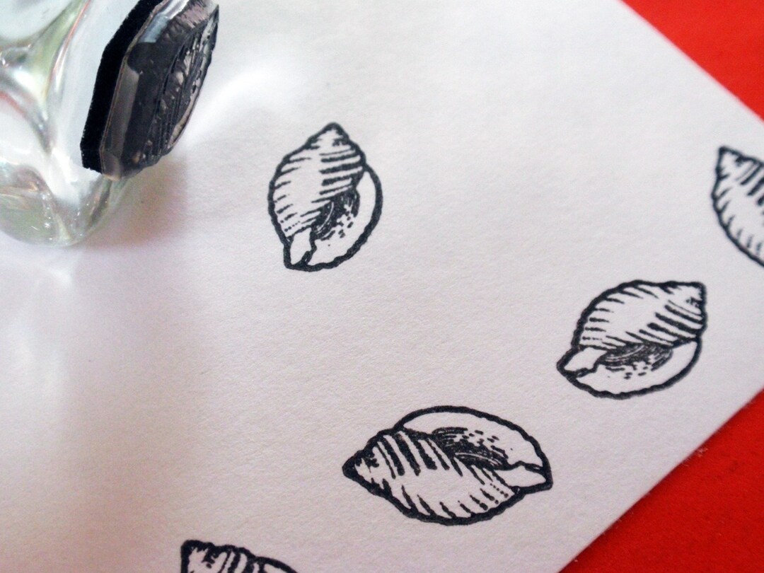 Mini Sea Shell Rubber Stamp, Tiny Beach Themed Stamp, Small Conch Shell ...