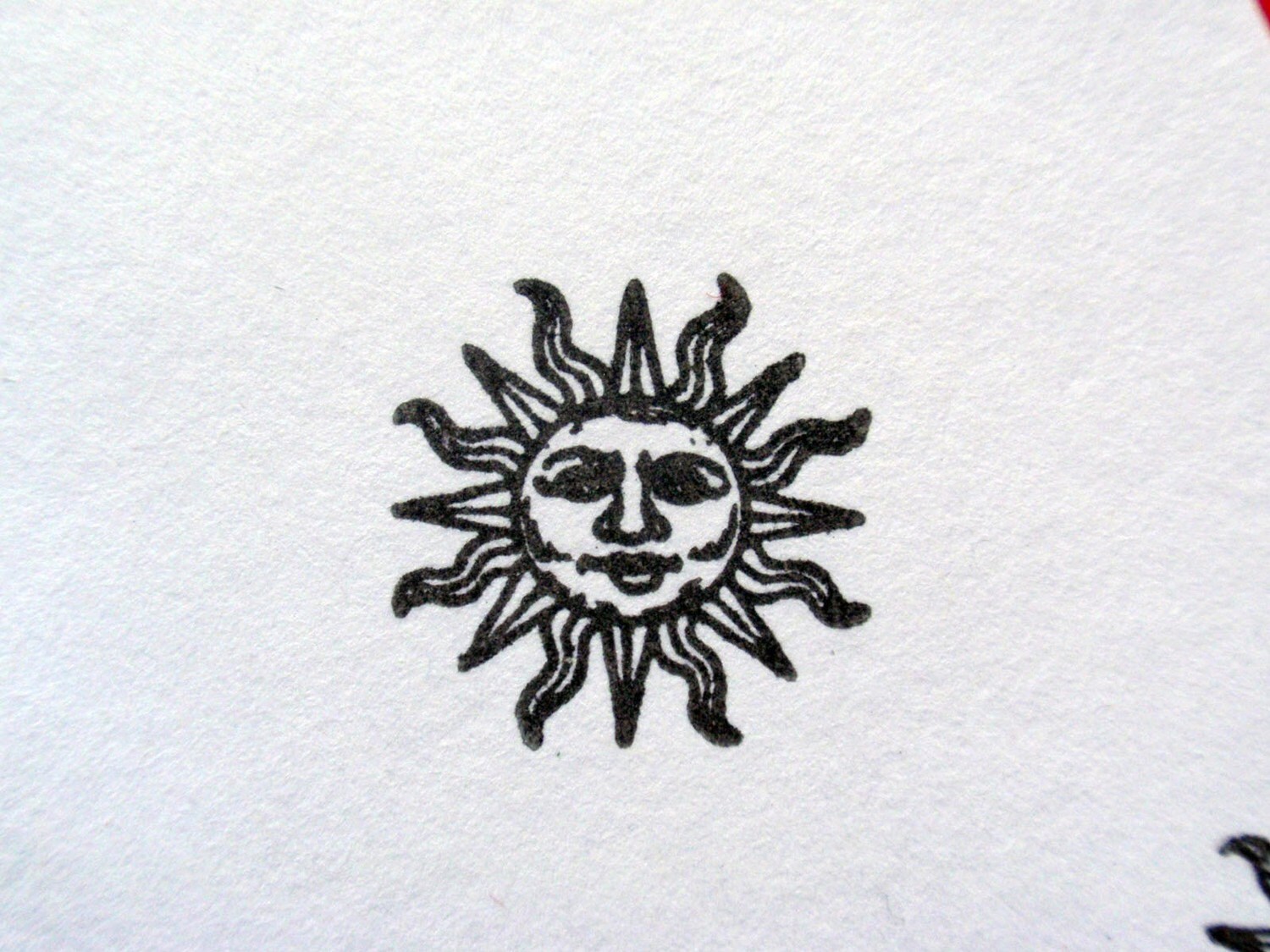 Mini Smiling Sun Rubber Stamp 16mm Tiny Solar Sun Stamp Moon - Etsy