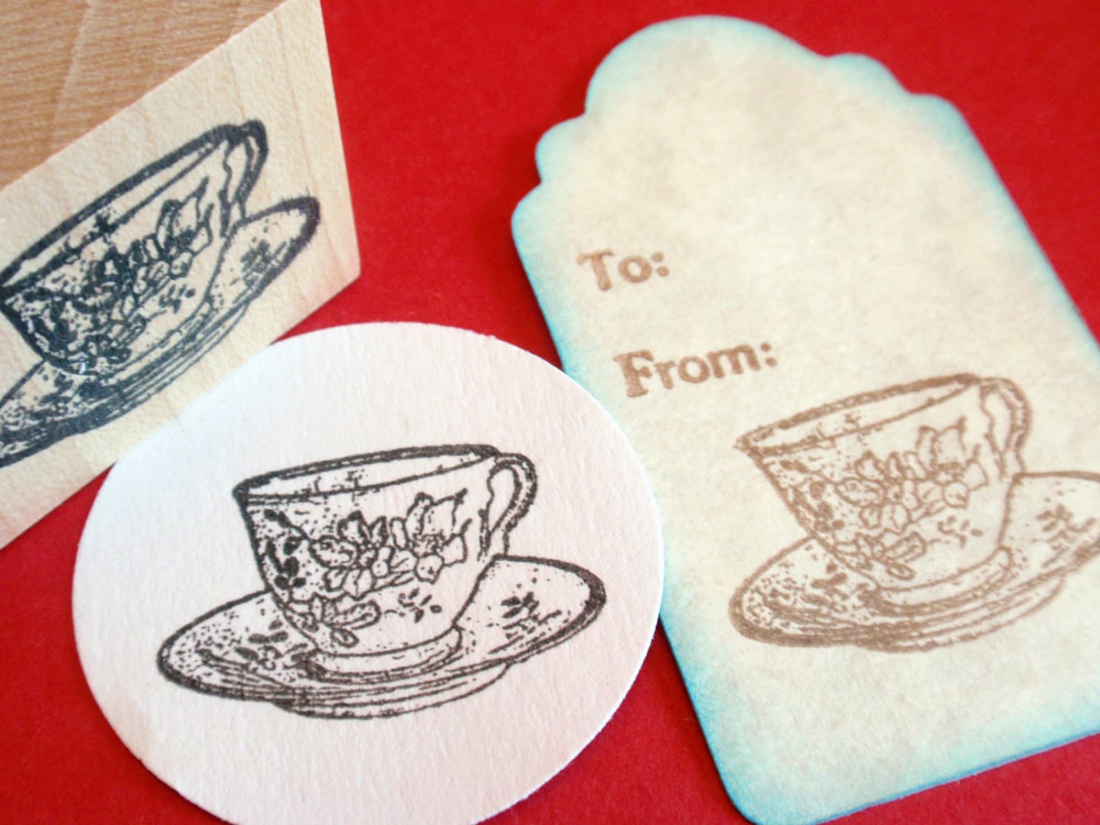 Antique Teacup Rubber Stamp tea party stamp gift for teacup | Etsy
