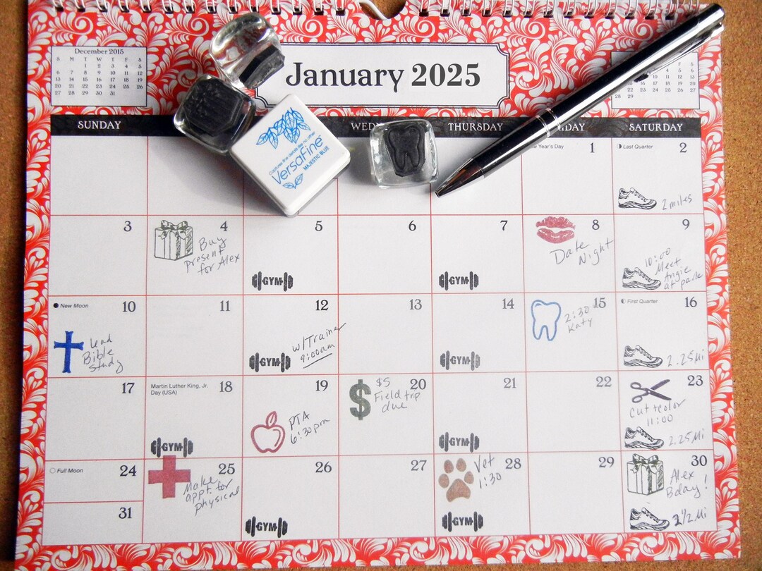 Mini 2025 Planner Mini Reminder Rubber Stamps Set, Buy 4, 1 Free Price ...