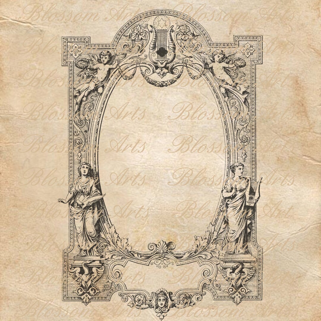 FRENCH FRAME With Lyre Player Instant Digital Download Clip - Etsy