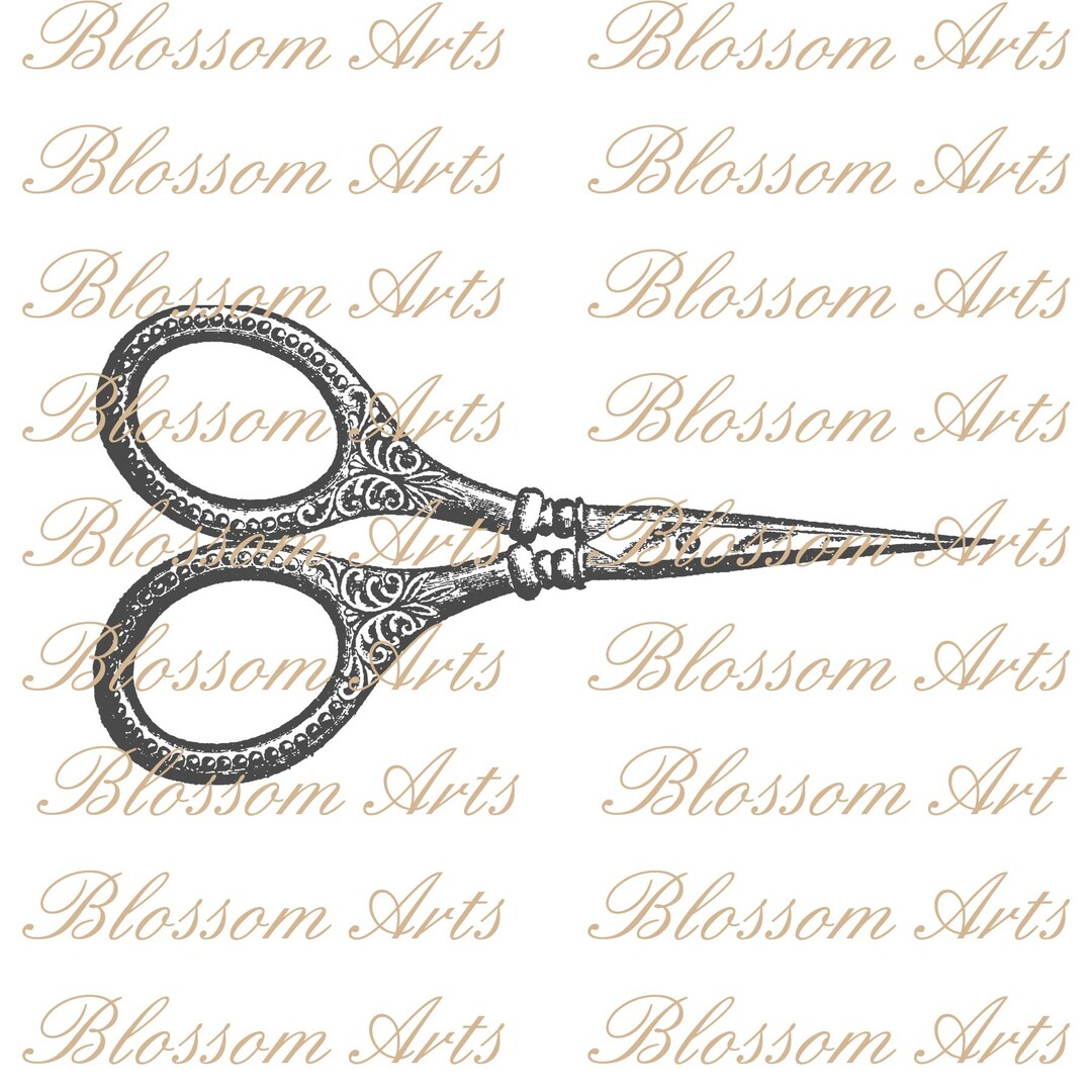 EMBROIDERY SCISSORS Clip Art, Antique Scissors Digital Download, Sewing ...