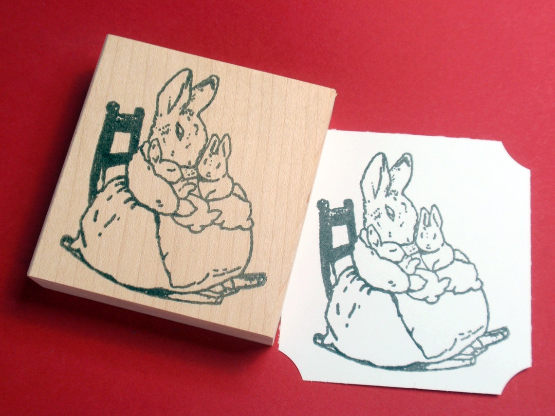 Peter Rabbit Beatrix Potter Rubber Stamp, New Baby, Baby Shower Rubber ...