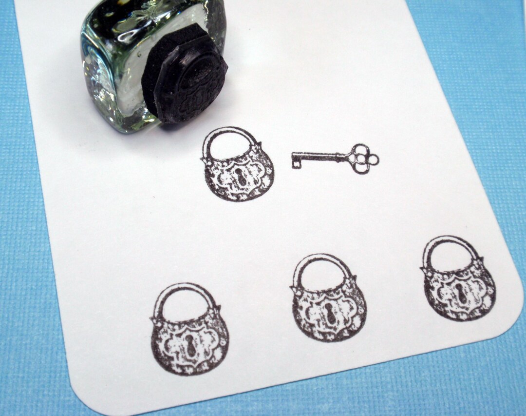 Tiny Padlock and Key Rubber Stamp, Mini Skeleton Key Stamp, Small Love ...