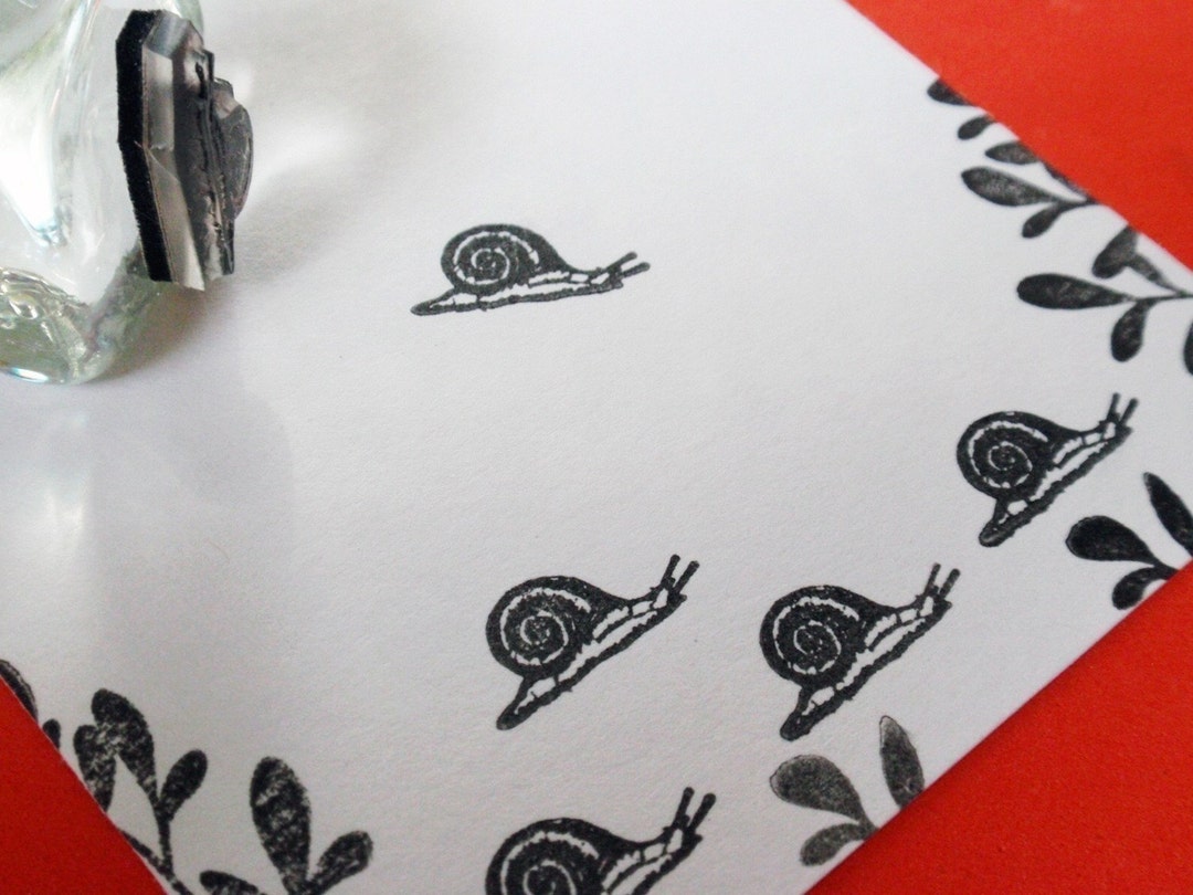 Tiny Snail Rubber Stamp, Mini Mollusk Shell Stamp, Small Spiral Shell ...