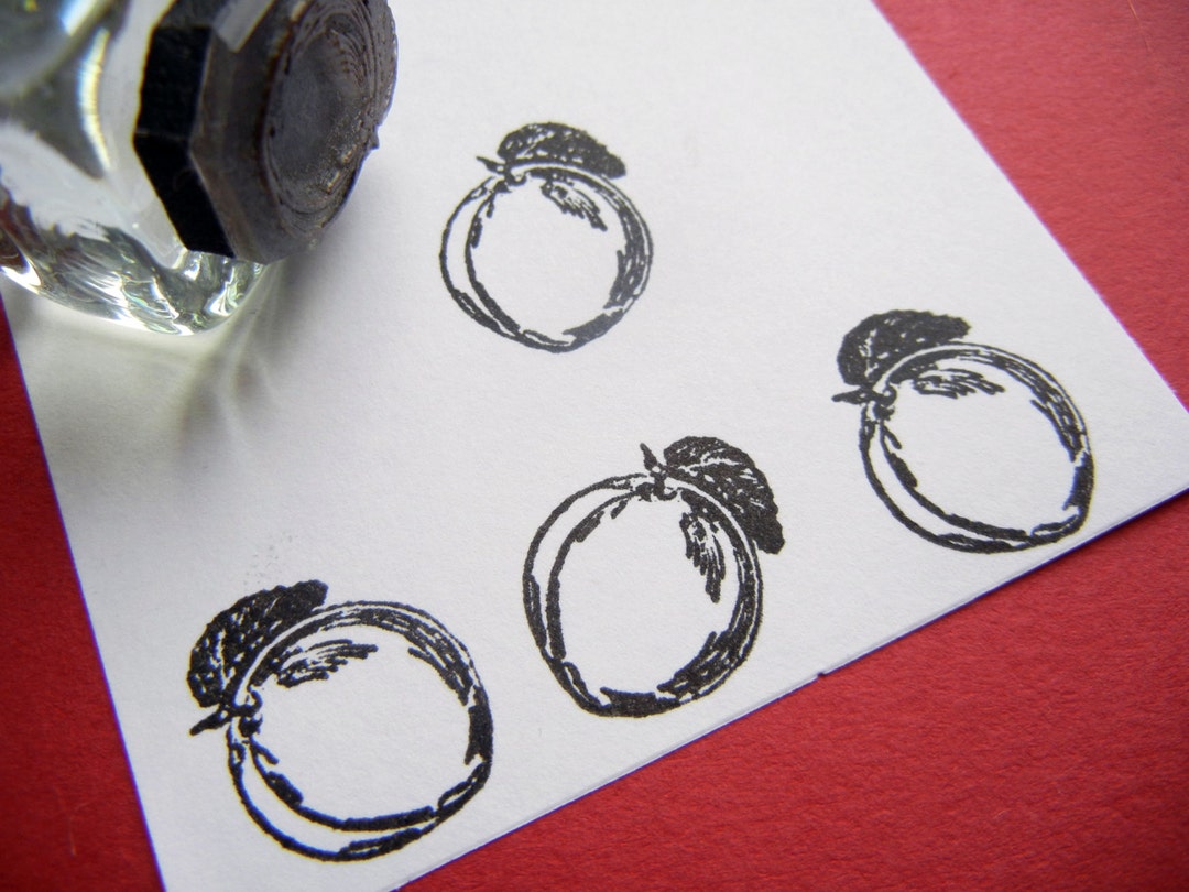 Tiny Peach Rubber Stamp 16mm, Mini Nectarine Apricot Fruit Rubber Stamp ...