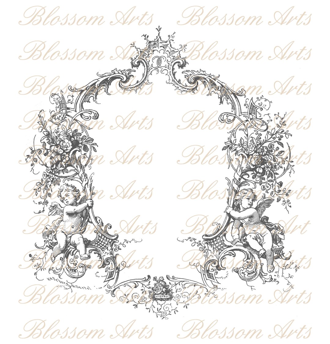 FRENCH BORDER FRAME With Cherubs and Angels Instant Digital Download ...