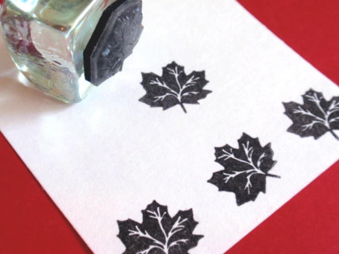 Mini Maple Leaf Rubber Stamp, Small Leaf Stamp, Tiny Canadian Maple ...
