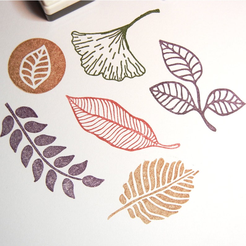 Leaf Rubber Stamps Set of 6 Gingko Leaf Gift for Nature - Etsy