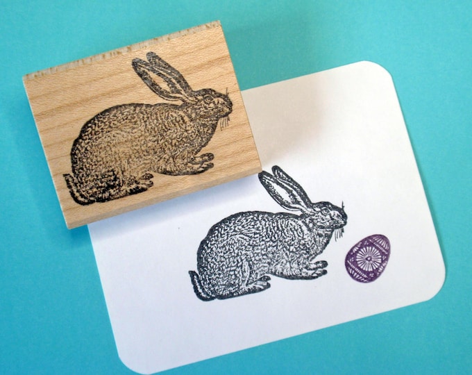 Rabbit Rubber Stamp, Easter Bunny Stamp, Hare Stamp, Rabbit Profile ...