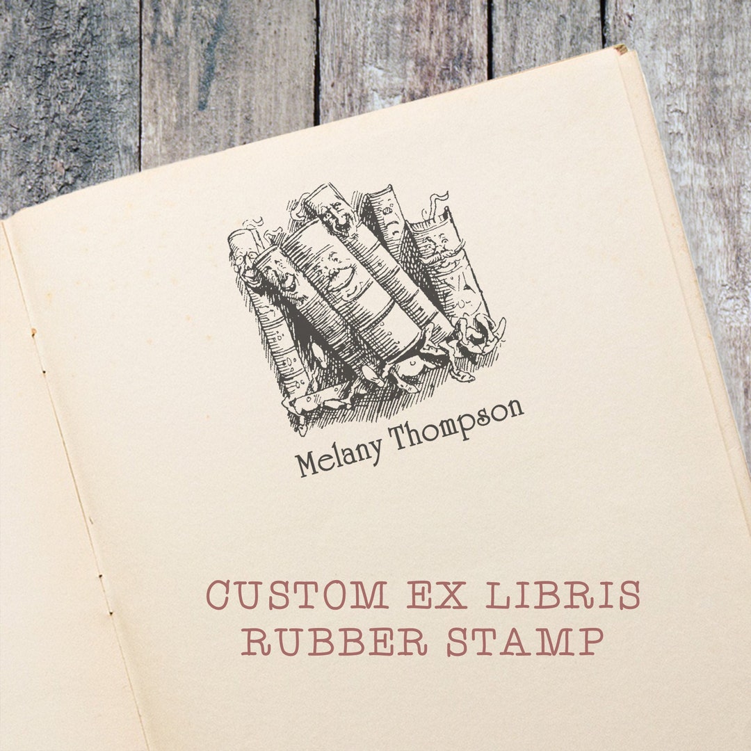 Vintage Book Illustration Ex Libris Rubber Stamp, Custom Kid's Book ...