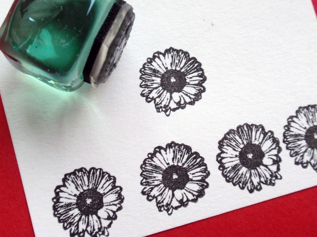 Tiny Gerbera Daisy Flower Rubber Stamp 16mm Flower With - Etsy