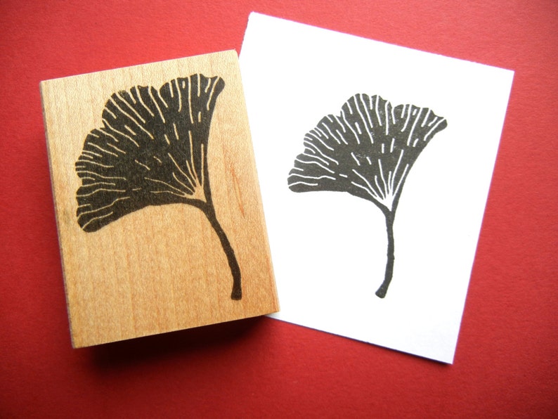 Ginkgo Leaf Rubber Stamp Leaf Silhouette Stamp Handmade by - Etsy