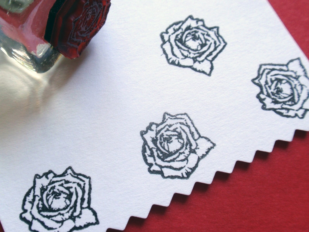 Tiny Rose Rubber Stamp, Mini Rose Bud Stamp, Flower Rubber Stamp, 16mm ...
