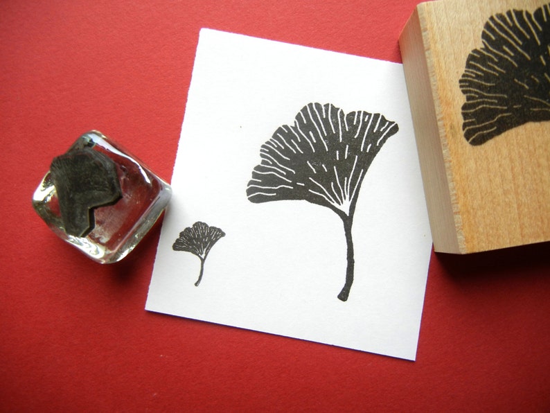 Ginkgo Leaf Rubber Stamp Leaf Silhouette Stamp Handmade by - Etsy