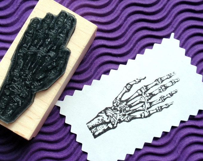 Skeleton Hand Rubber Stamp, Halloween Stamp, anatomy stamp, gift for ...