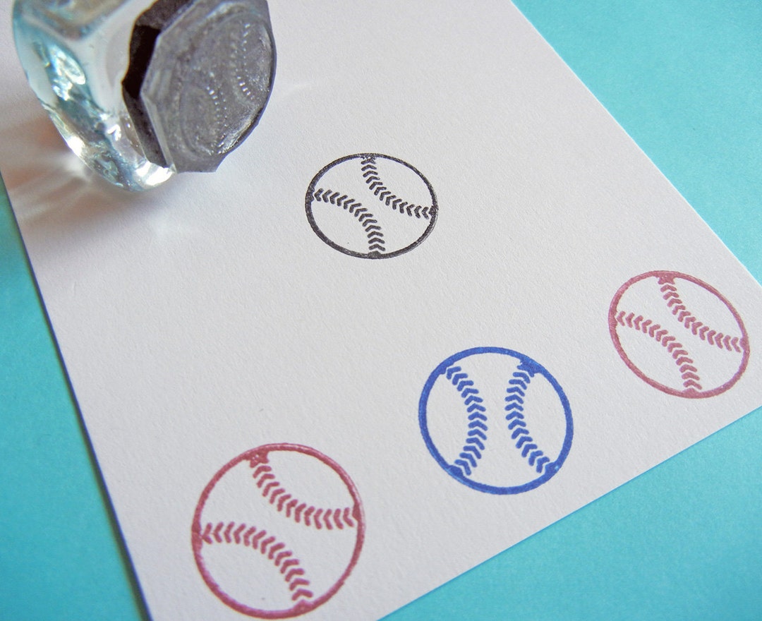 Tiny Mini Baseball Rubber Stamp, Sports Ball Stamp, Little League, Game ...