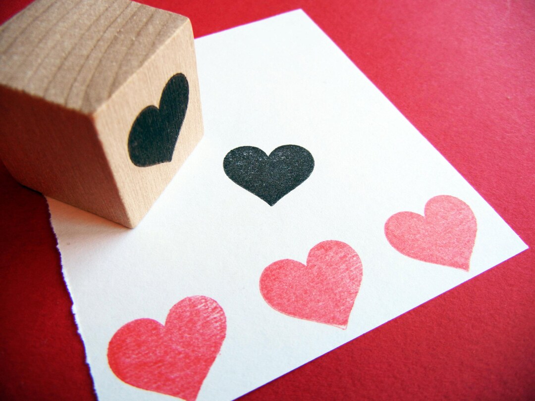 Heart Rubber Stamp, Valentines Day Stamp, Classic Solid Heart Shape ...