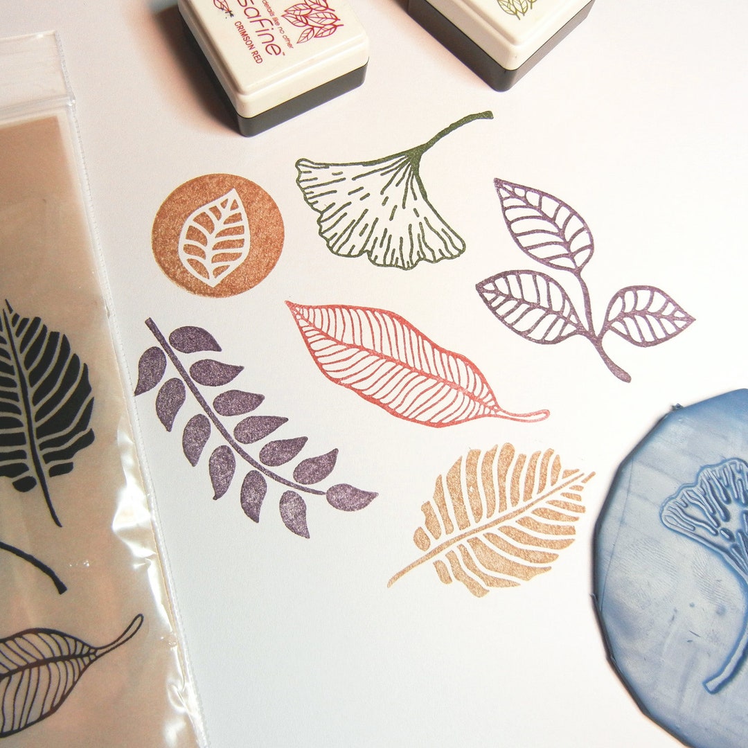 Leaf Rubber Stamps Set of 6 Gingko Leaf Gift for Nature - Etsy