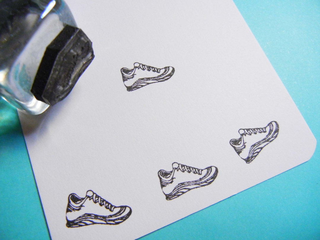 Tiny Running Shoe Rubber Stamp 16mm, Gym Shoe Stamp, Exercise Reminder ...