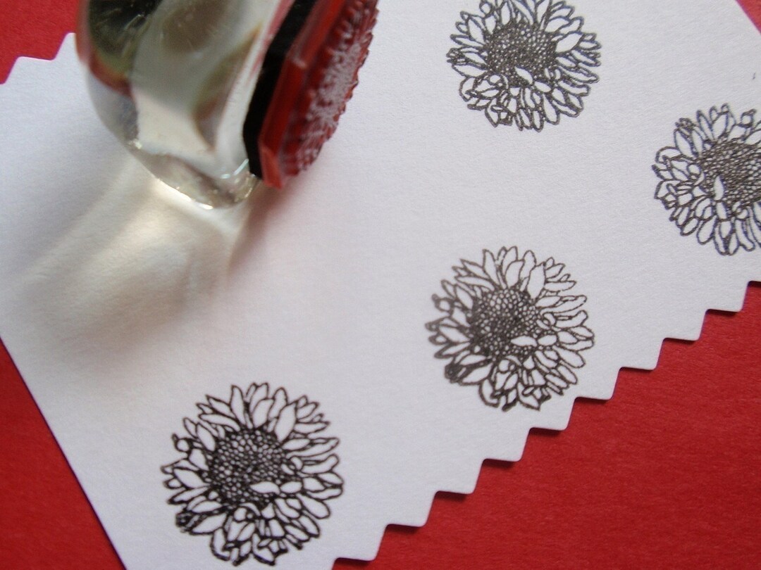 Mini Sunflower Rubber Stamp, Tiny Flower Rubber Stamp, Small Sunflower ...
