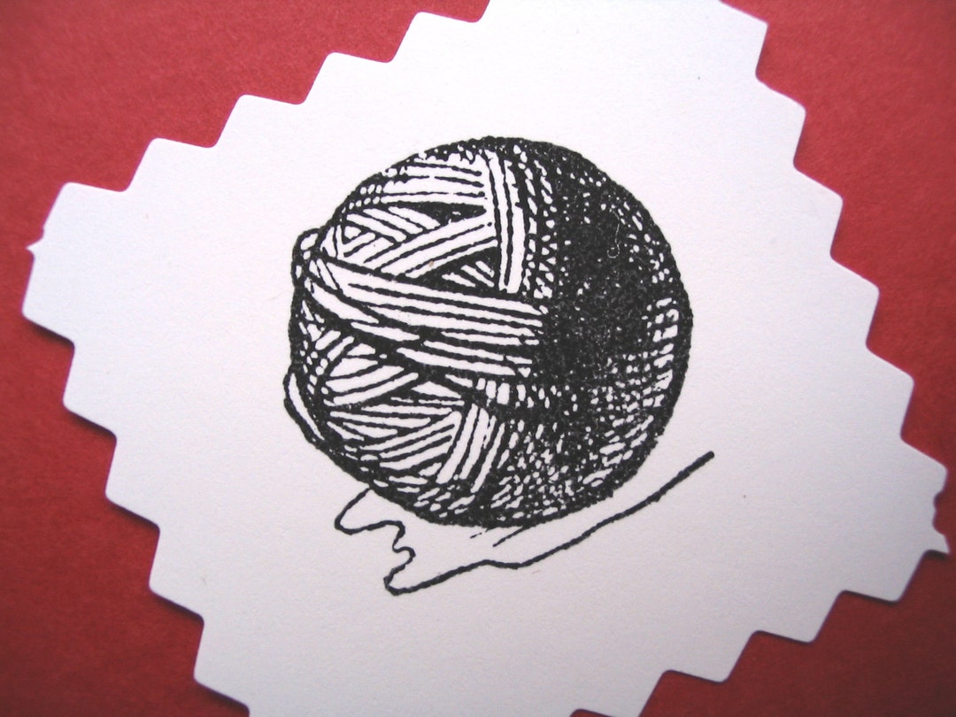 Ball of Yarn Rubber Stamp, Ball of Wool Stamp, Knitting Gift, Label ...