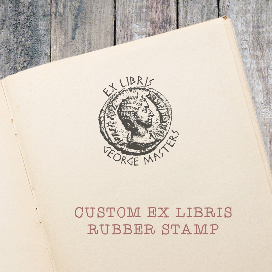 Ancient Roman Coin Ex Libris Rubber Stamp, Library Stamp With Ancient ...
