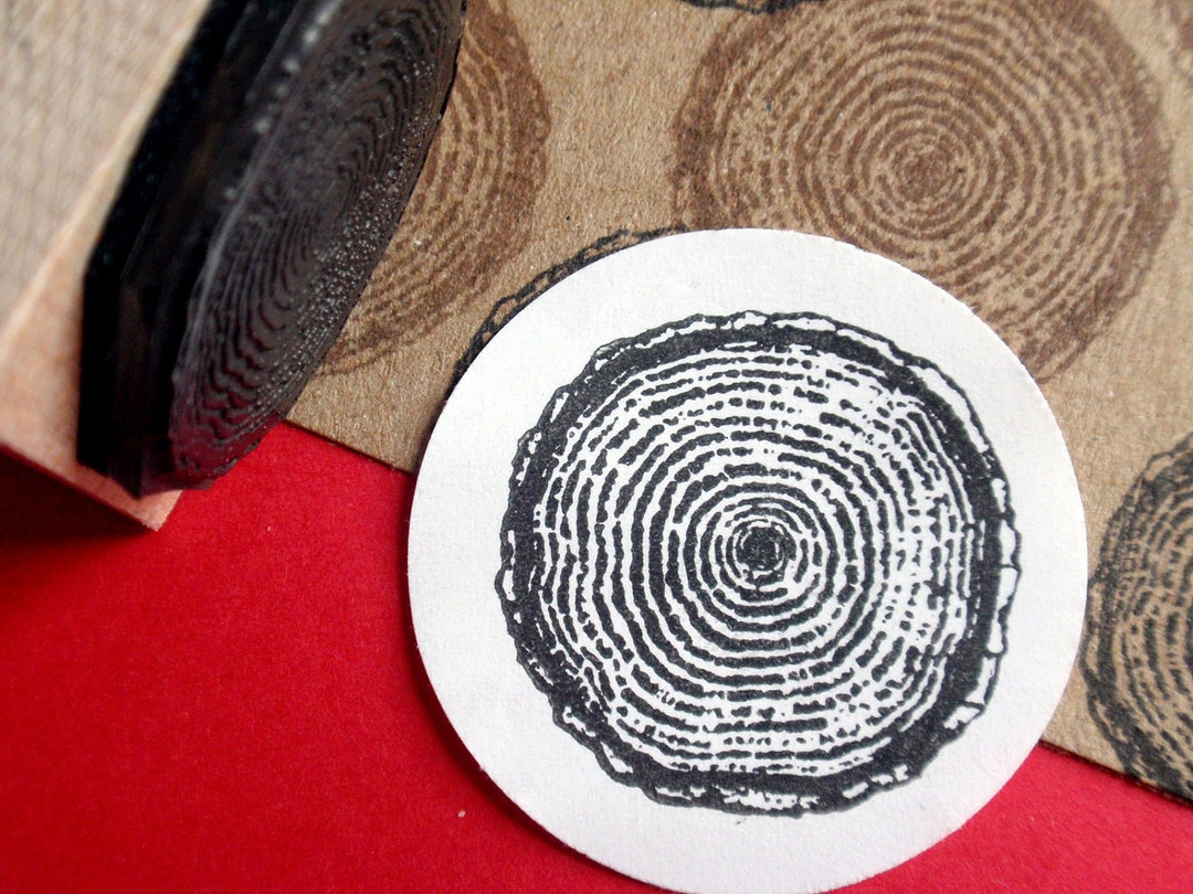 Tree Ring Rubber Stamp, Wood Slice Stamp, Tree Bark Stamp Handmade by ...
