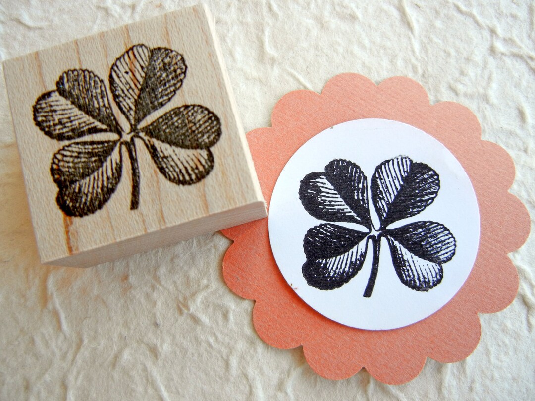 Four Leaf Clover Rubber Stamp, Shamrock Leaf Stamp St. Patricks Day ...