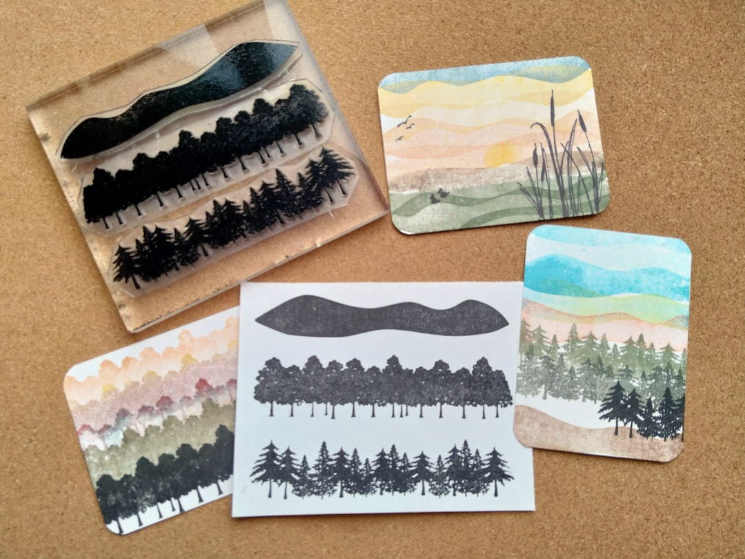Trees and Mountains Photopolymer Stamp Set, Forest & Mountain Range ...
