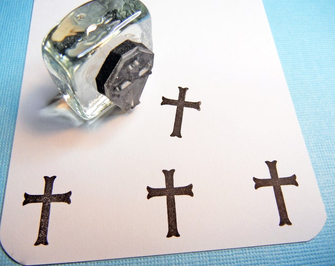 Mini Christian Cross Rubber Stamp, Tiny Church Religious Class Reminder ...