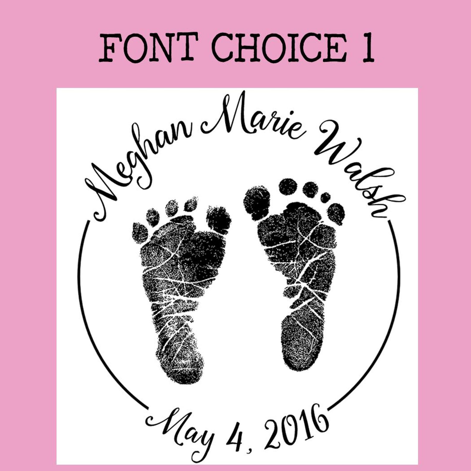 Custom Baby Footprint or Handprint Rubber Stamp, Custom Birth ...