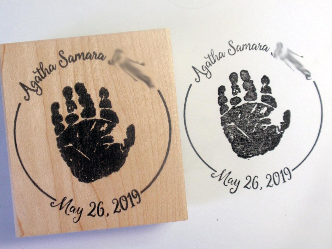 Custom Baby Footprint or Handprint Rubber Stamp, Custom Birth ...