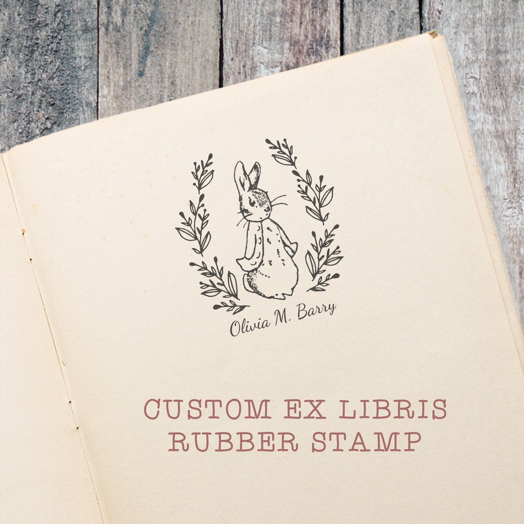 Custom Peter Rabbit Ex Libris Stamp, Beatrix Potter Art Book Stamp ...