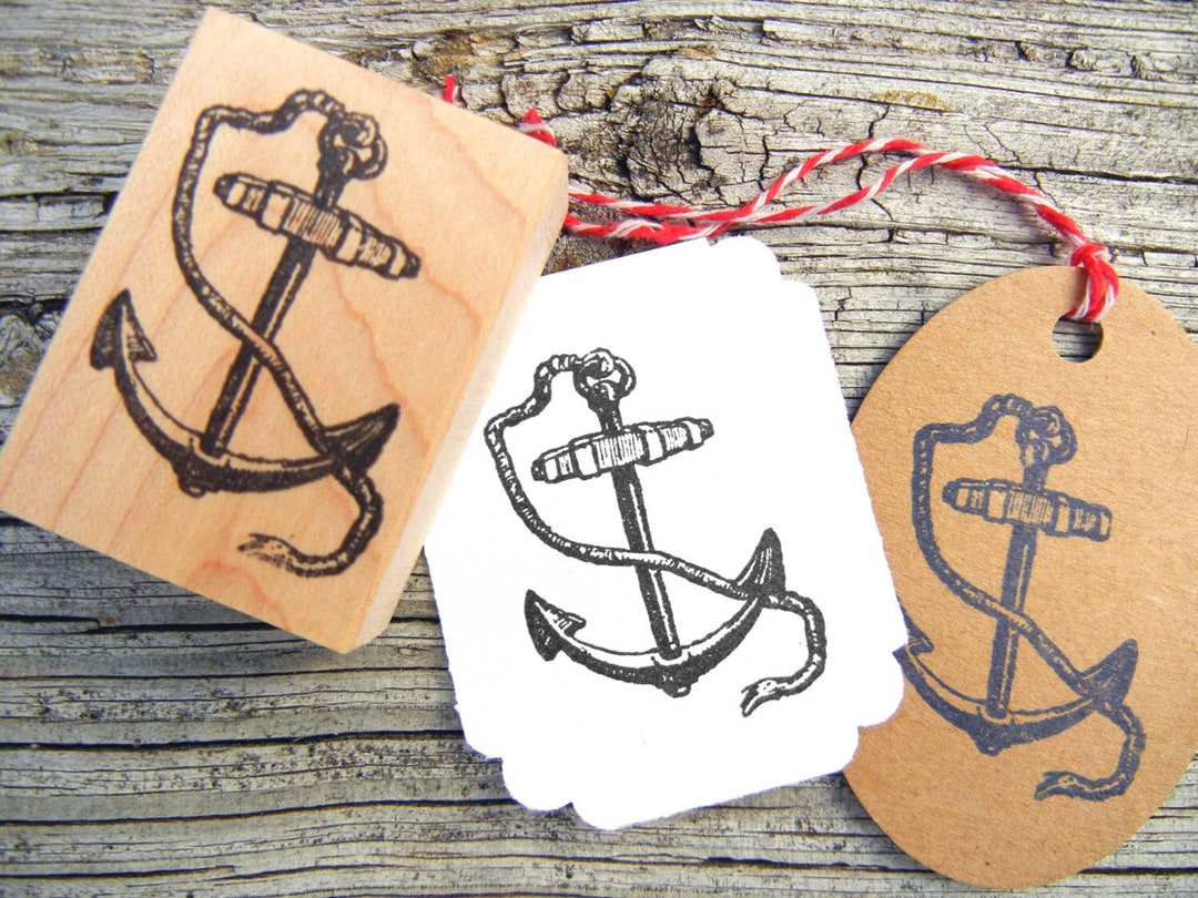 Anchor Rubber Stamp, Rustic Ship's Anchor Illustration Stamp, Nautical ...
