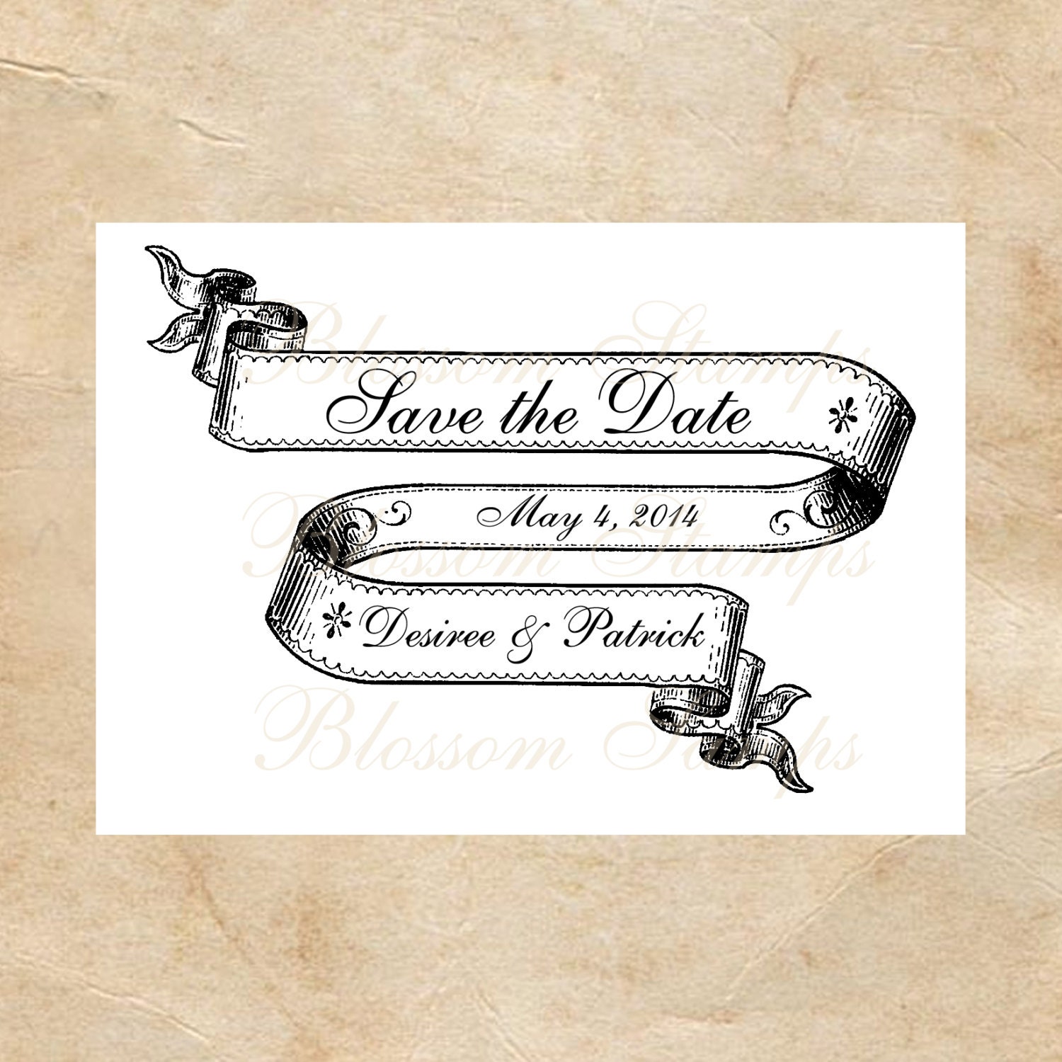 Ribbon Banner Save the Date Wedding Rubber Stamp Handmade | Etsy