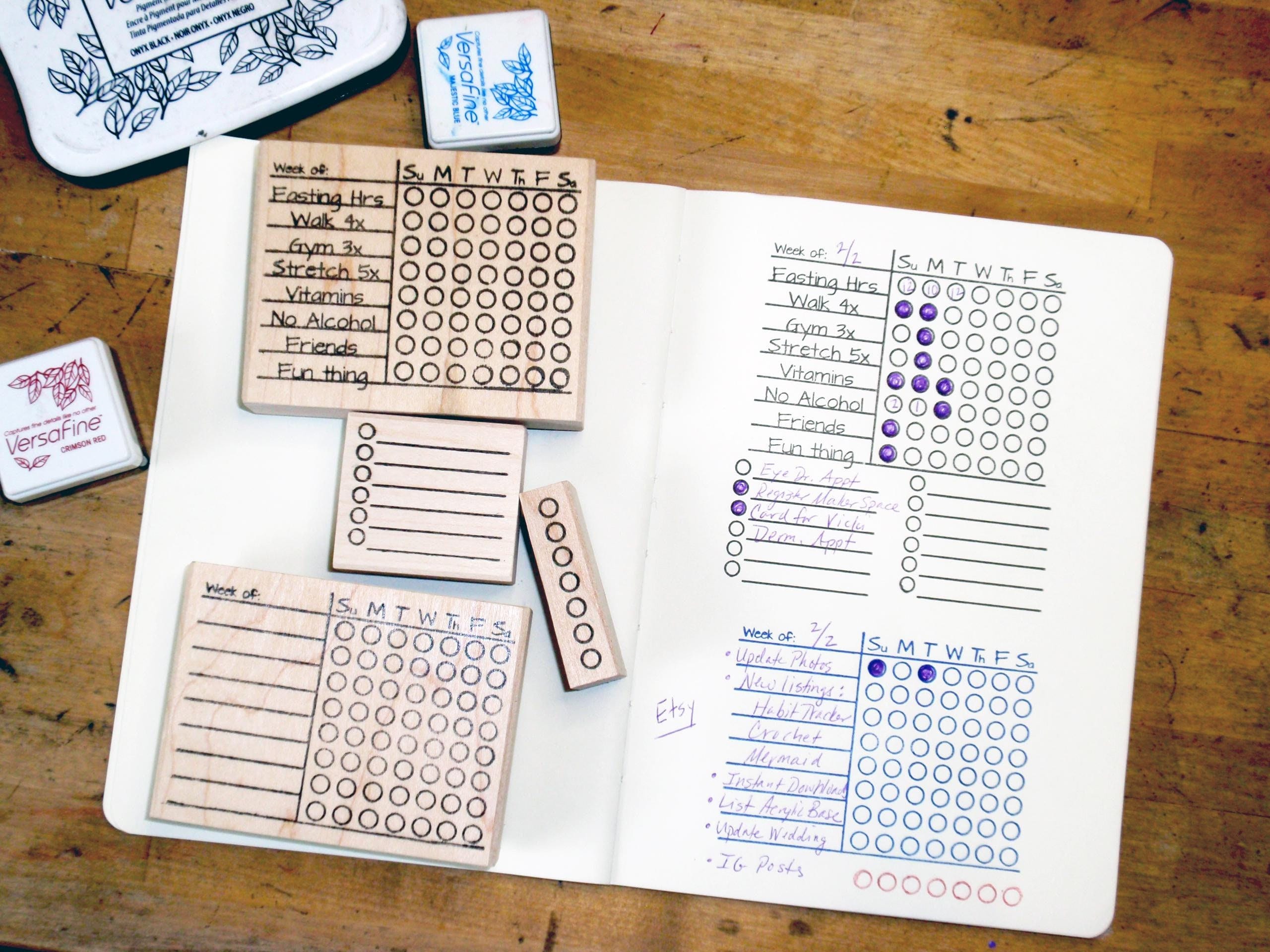 Habit Tracker Rubber Stamp, Resolution Tracker Stamp, Reminder Stamp ...