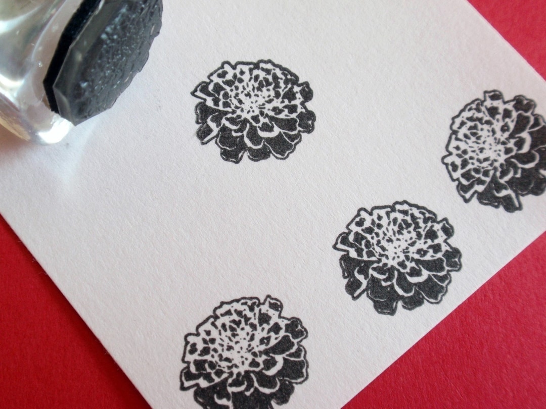 Mini Marigold Rubber Stamp, Tiny Flower Stamp, Seed Packet Stamp ...