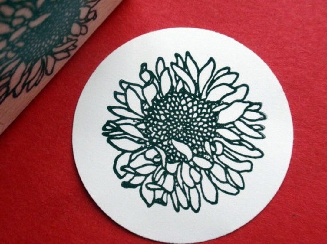 Realistic Sunflower Rubber Stamp Handmade by Blossomstamps - Etsy