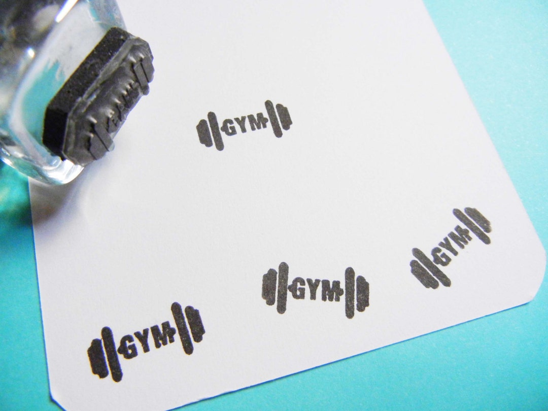 Gym Barbell Dumbbell Rubber Stamp 16mm, Work Out Reminder, Exercise ...