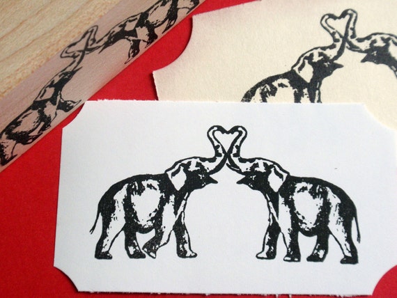 Elephant Rubber Stamp Elephant Heart Stamp Elephant Lover | Etsy